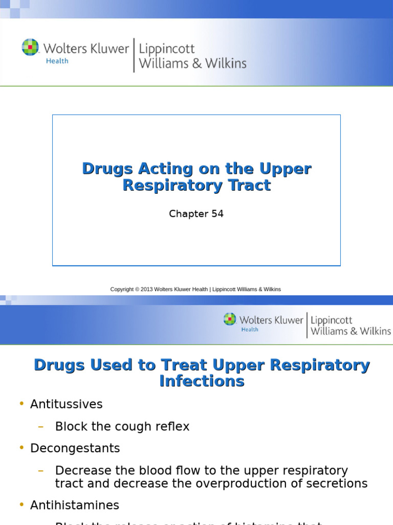 Karch Chp. 54 Drugs Acting On The Upper Respiratory Tract | PDF | Allergy | Cough