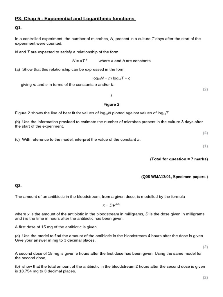 P3 - Chap 5 - Exponential and Logarithmic Functions | PDF | Equations | Function (Mathematics)