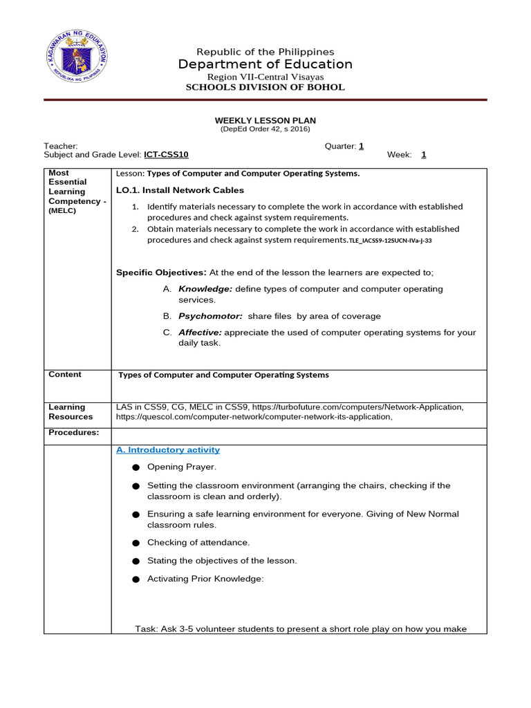 PROTOTYPE LESSON PLAN in CSS9-2nd quarter | PDF | Operating System | Laptop