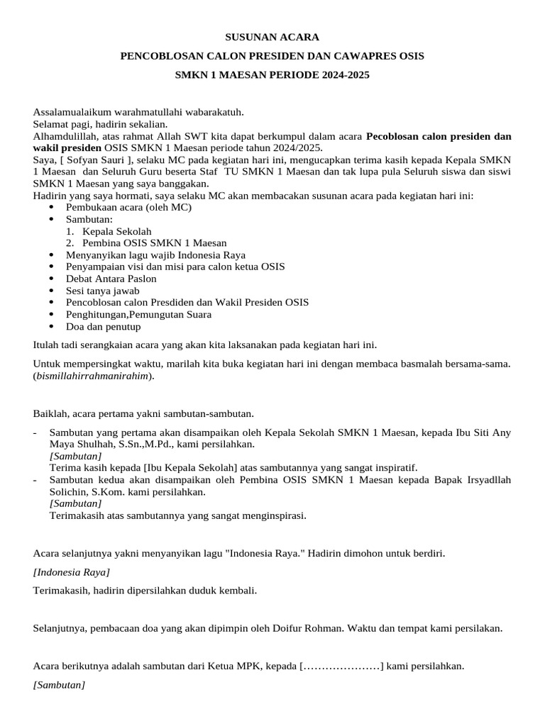 SUSUNAN ACARA MC | PDF