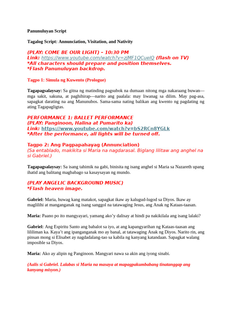 Panunuluyan Script | PDF