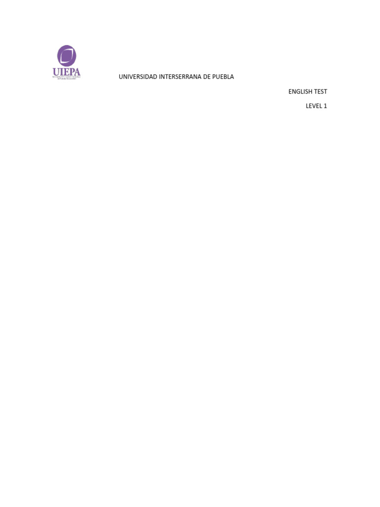 Basic English Level 1 Test | PDF | Language Families | Morphology