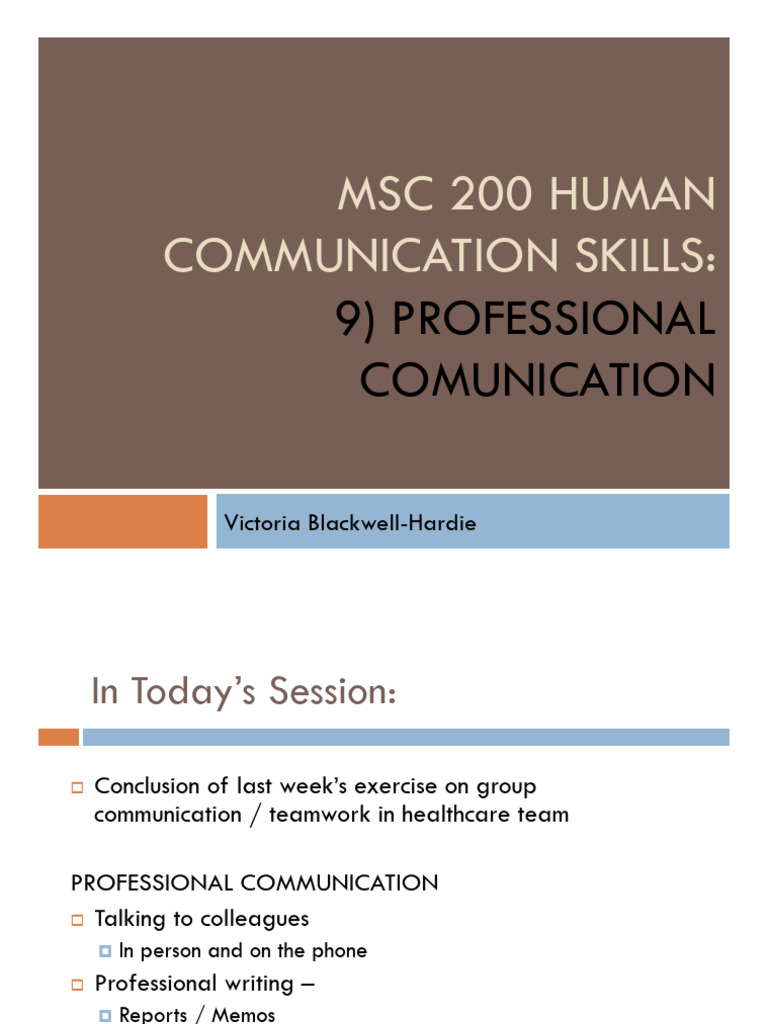 HCS Week 9 Slides - Professional Communication - 2 | PDF | Memorandum ...