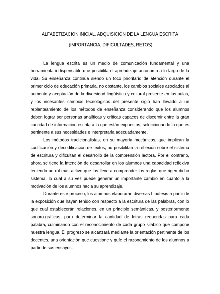 ALFABETIZACION INICIAL | PDF | Literatura | Enseñando