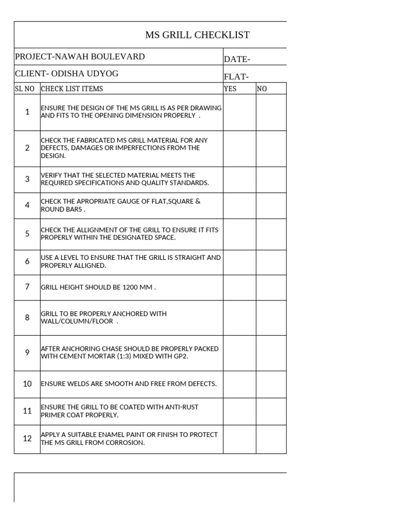 Grill Checklist | PDF