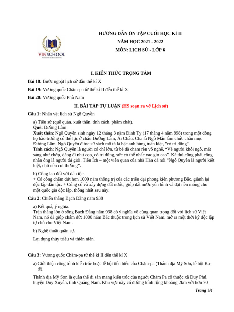 HKII Su6 Decuong | PDF