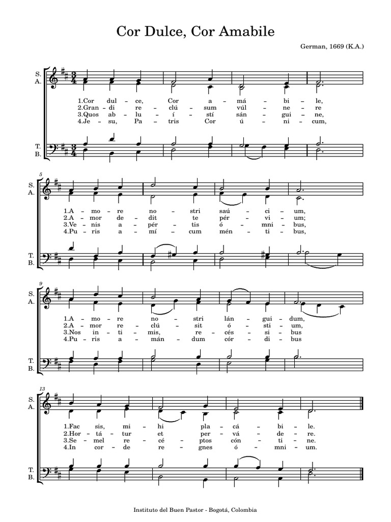 Cor Dulce, Cor Amabile PARTITURA | PDF