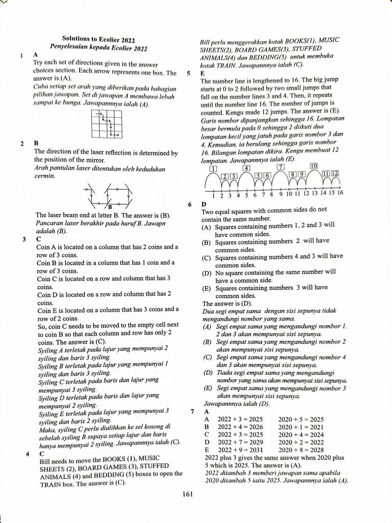 KMC Answer & Solution For KMC Ecolier (2013-2022) Year 3&4 | PDF