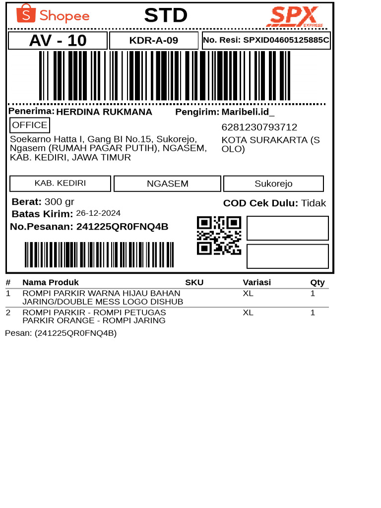 Label Pengiriman 1027 | PDF