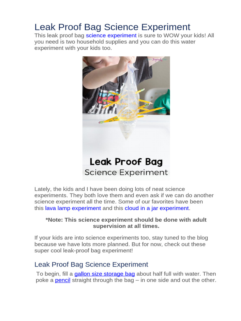 2. Leak Proof Bag Science Experiment | PDF