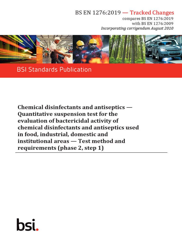 BS EN 1276:2019 Antiseptic Testing Guide | PDF | Disinfectant