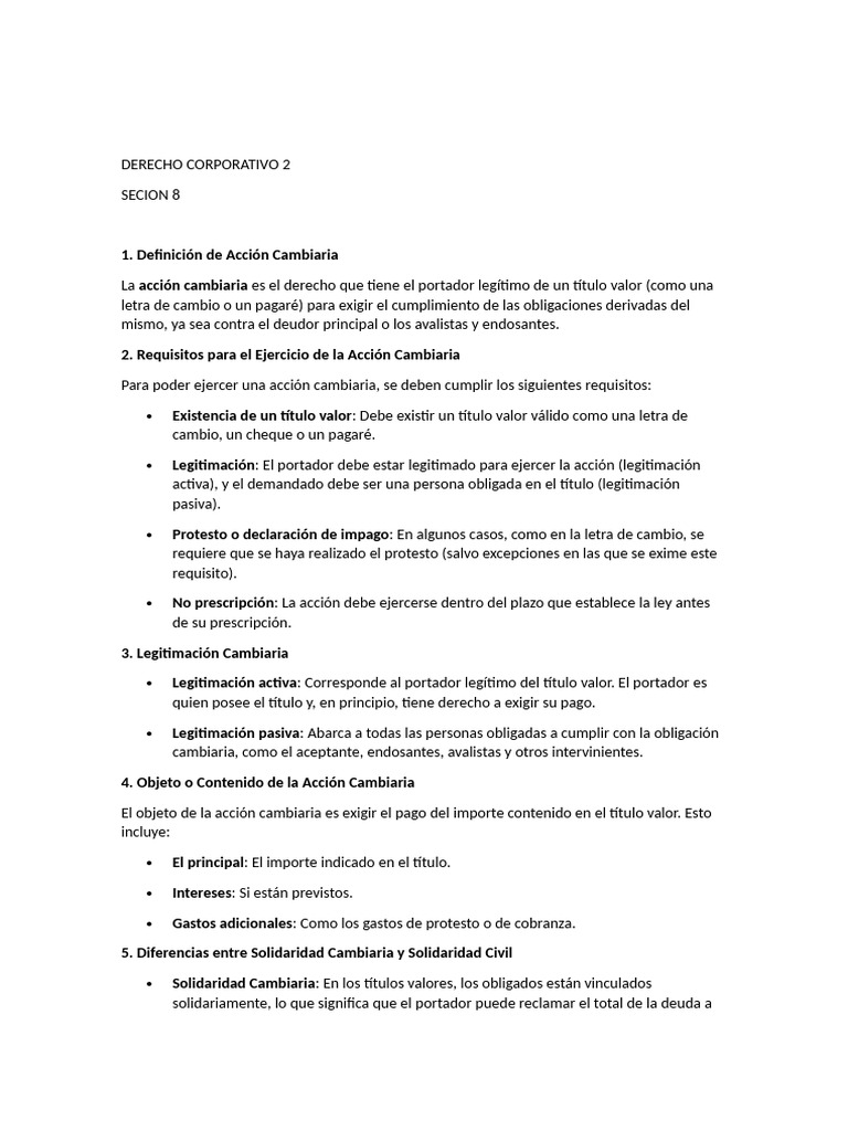 Dercho Corporativo Secion 8 | PDF | Pagaré | Pagos