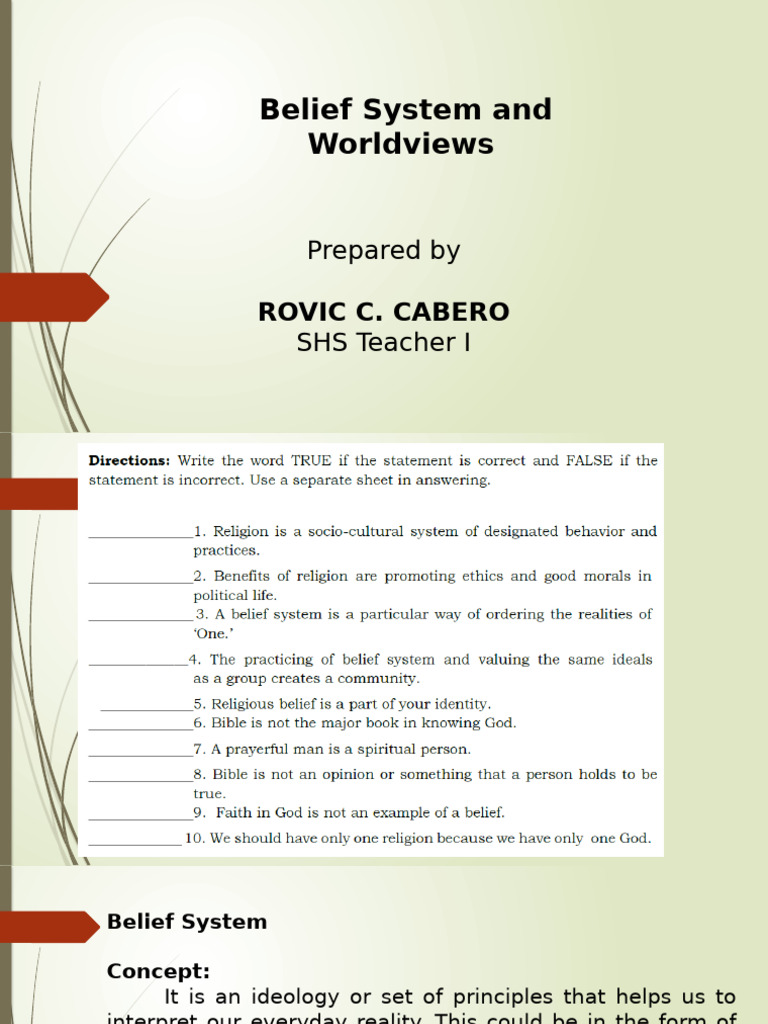 Belief Systems and Worldviews Guide | PDF