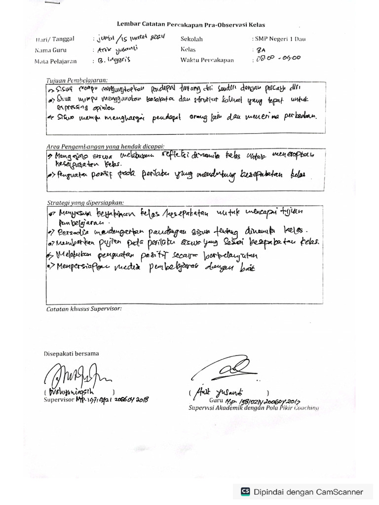 Pra Observasi Kls | PDF