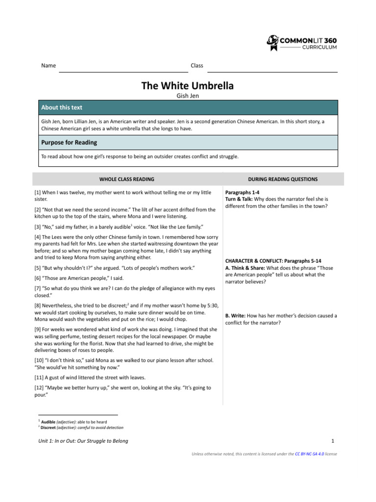The+White+Umbrella +annotating+the+text | PDF | Creative Commons License
