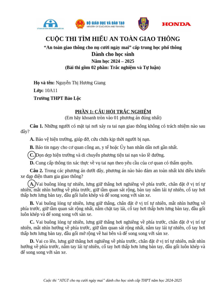 Đề Thi Hs Thpt 2024-2025 | PDF