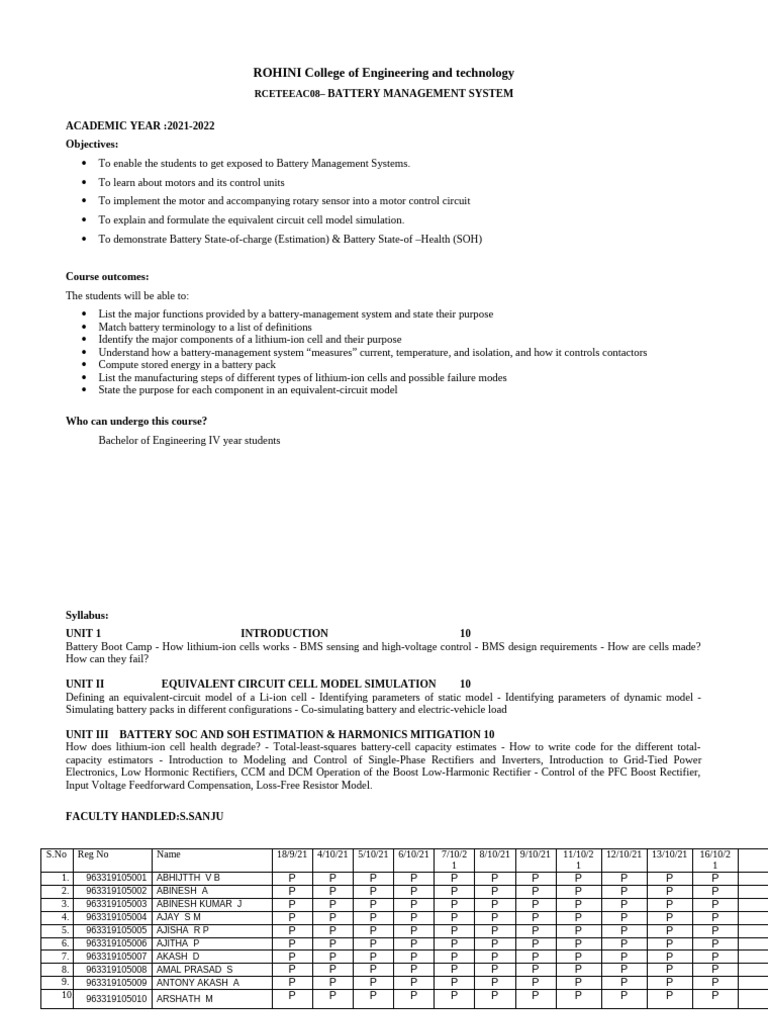 Battery Management System Course Overview | PDF | Lithium Ion Battery ...