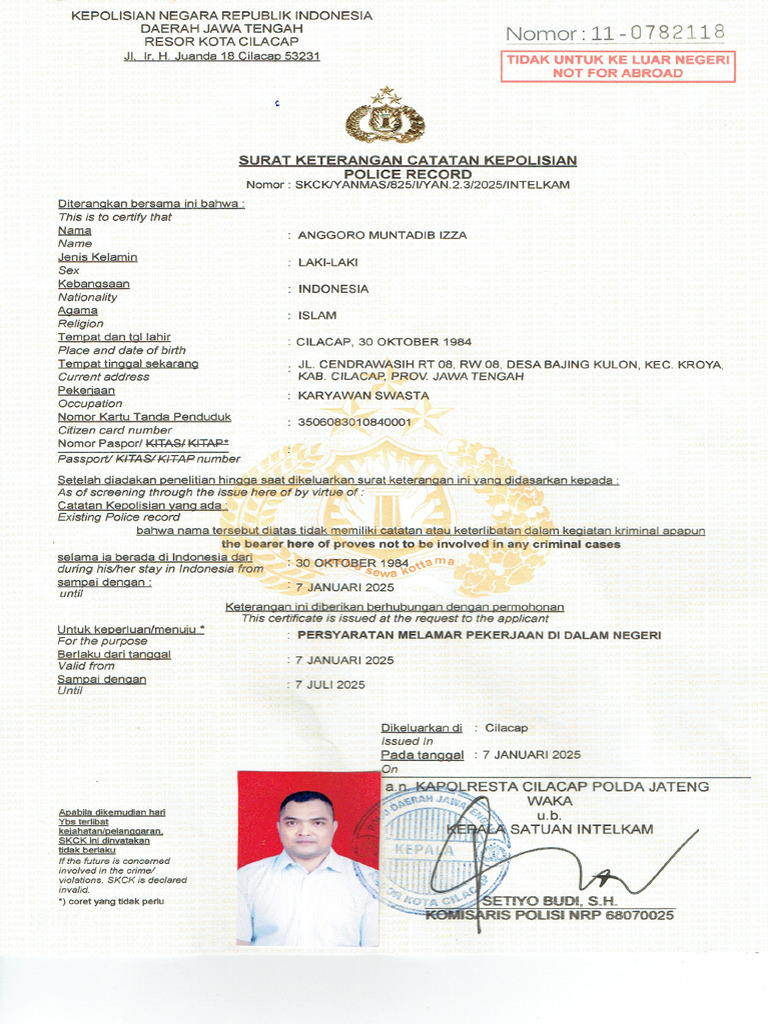 Anggoro Mi - SKCK 070125 | PDF