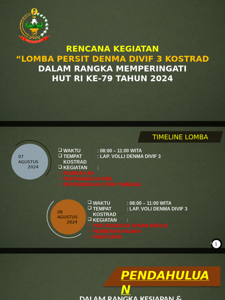 PAPARAN RENCANA LOMBA PERSIT DENMA DIVIF 3 KOSTRAD (1) | PDF