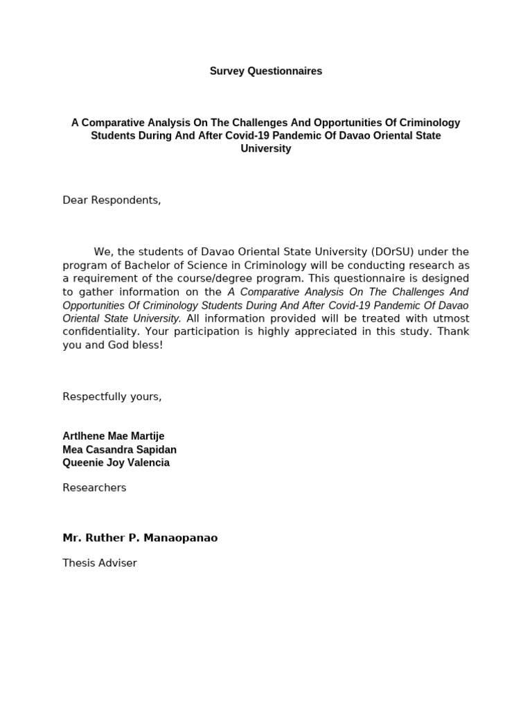 Survey Questionnaires | PDF | Multiple Choice | Quiz