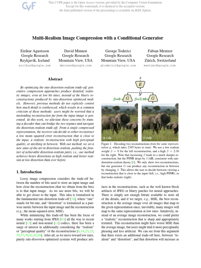 Agustsson Multi-Realism Image Compression With A Conditional Generator CVPR 2023 Paper | PDF ...