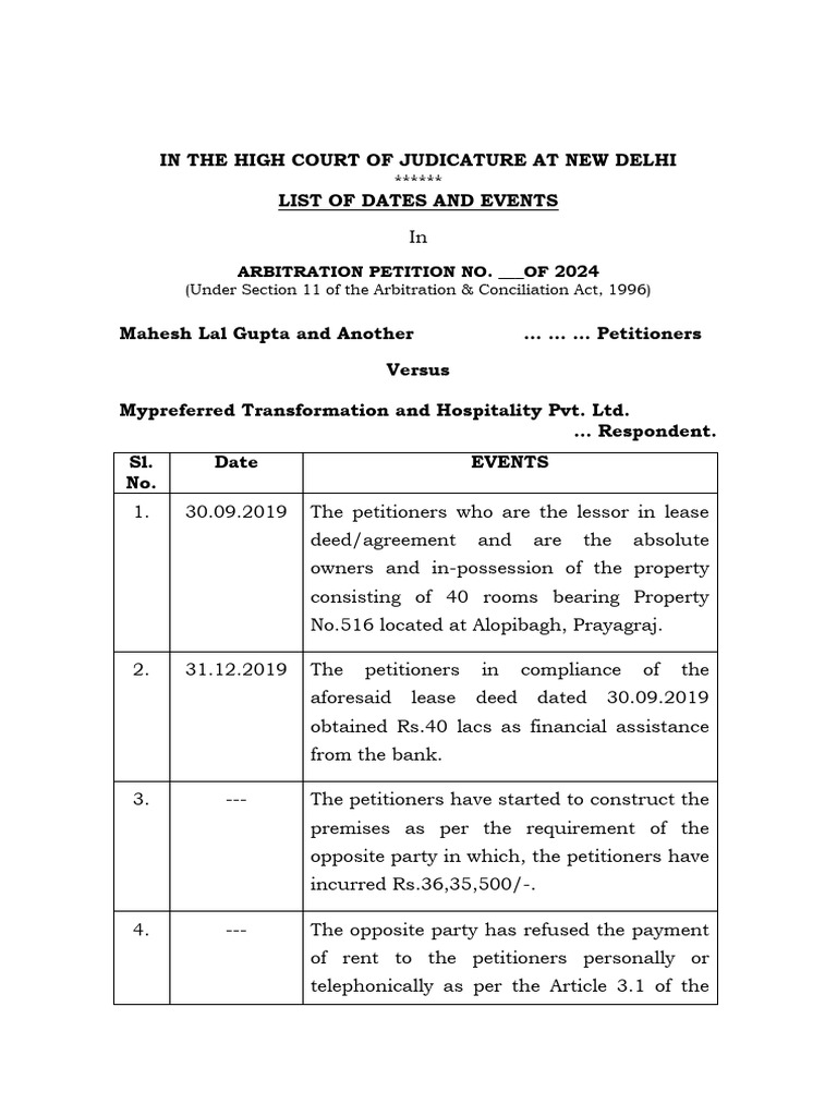 Arbitration Petition - Delhi High Court | PDF | Lease | Arbitration
