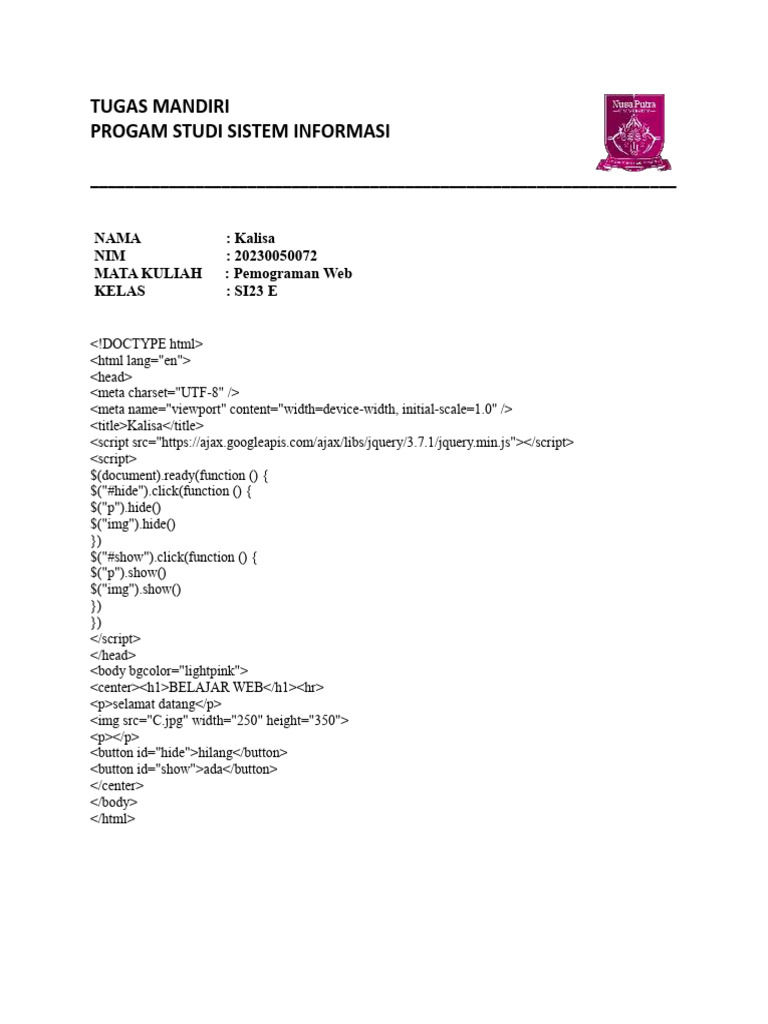 Kalisa 20230050072 SESI7 | PDF