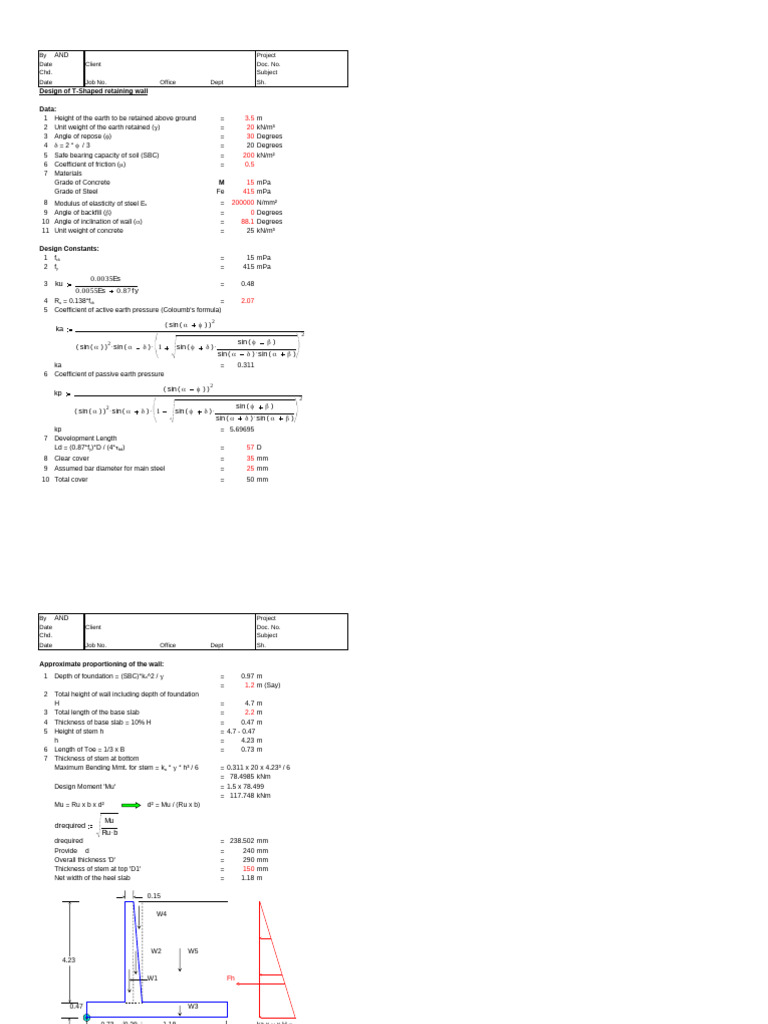 TShaped_Retaining_wall | PDF | Mechanical Engineering | Applied And Interdisciplinary Physics