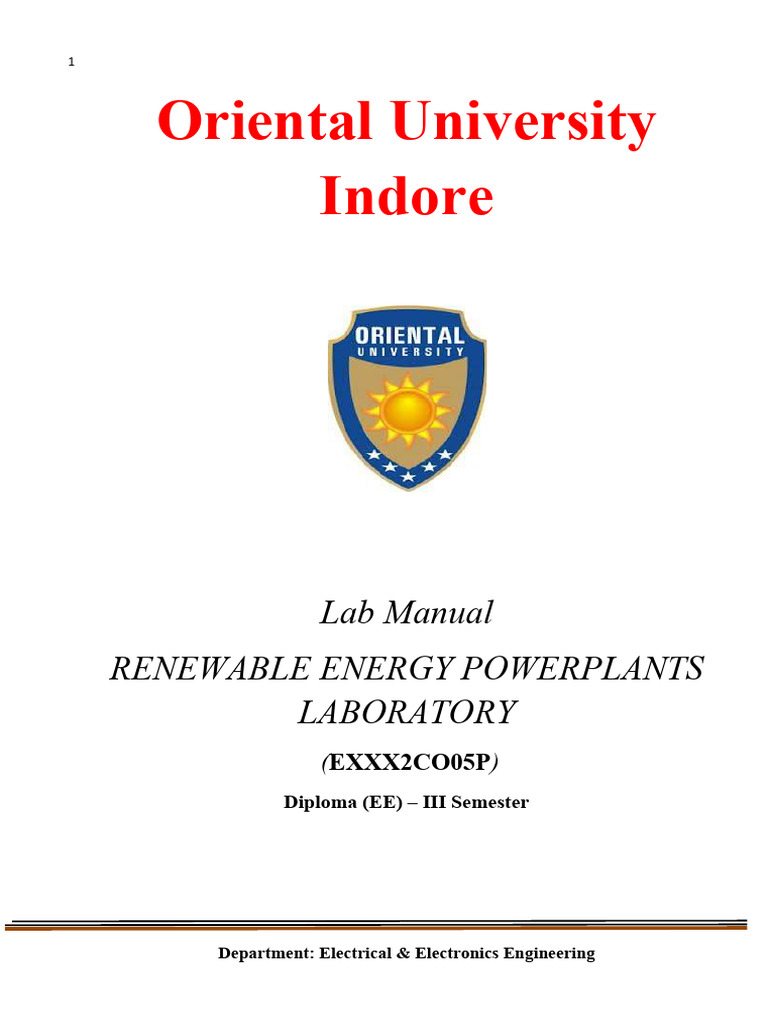 Renewable Energy Lab Manual | PDF | Photovoltaics | Solar Energy