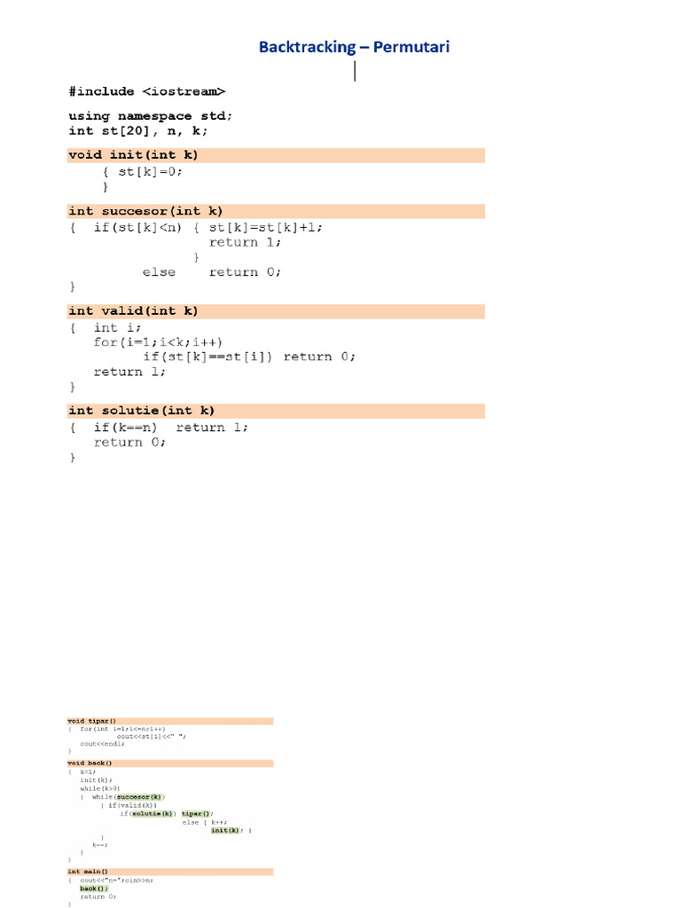 Backtracking - Permutari - Sursa CPP | PDF