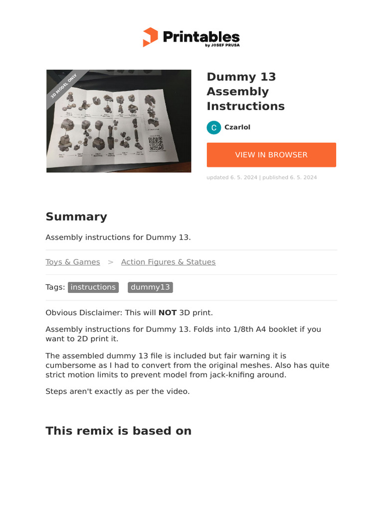 Dummy 13 Assembly Instructions | PDF