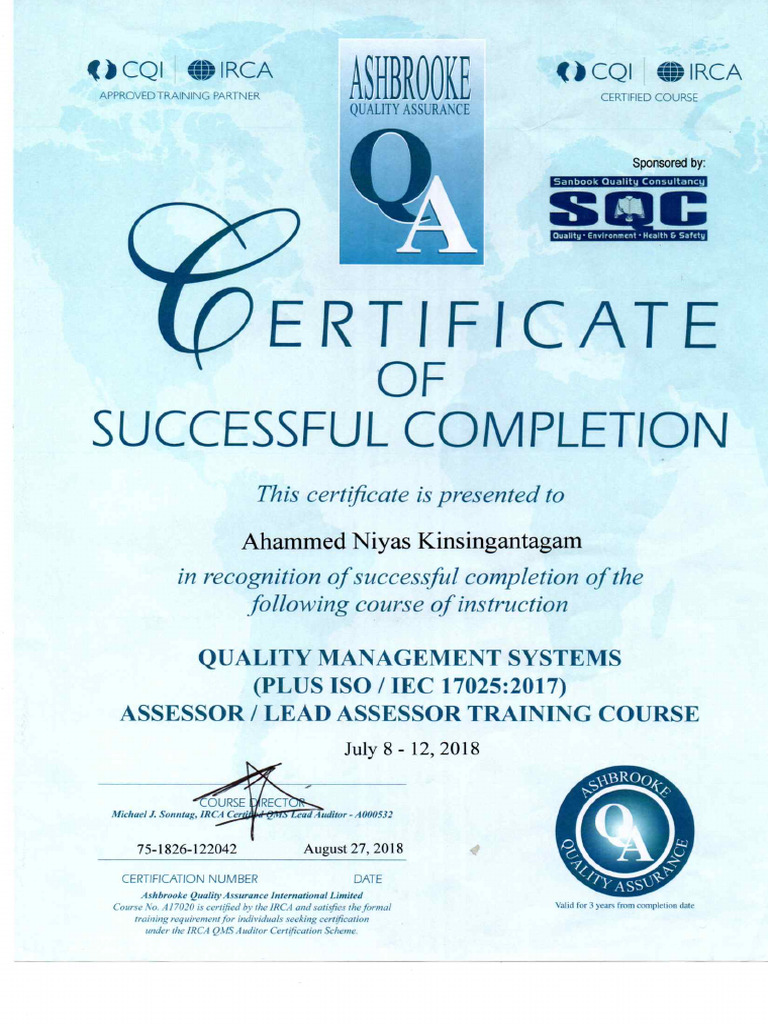 Iso 17025 2017 Assessor (Cqi-Irca) | PDF