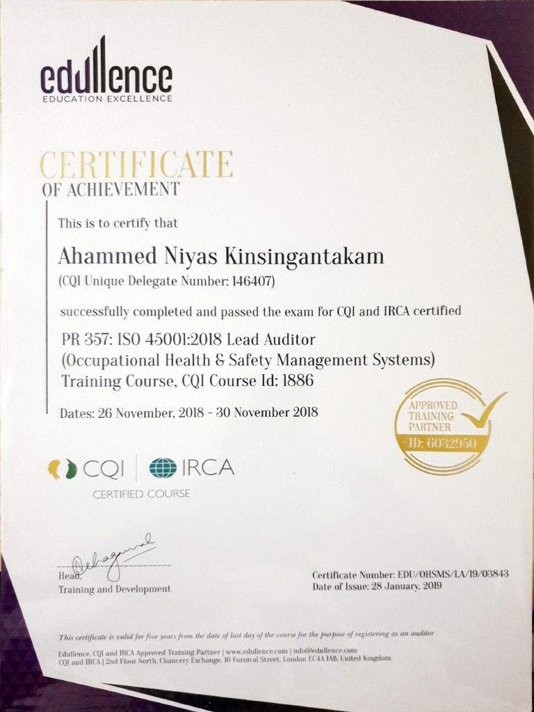 Iso 45001-2018 La (Irca) | PDF