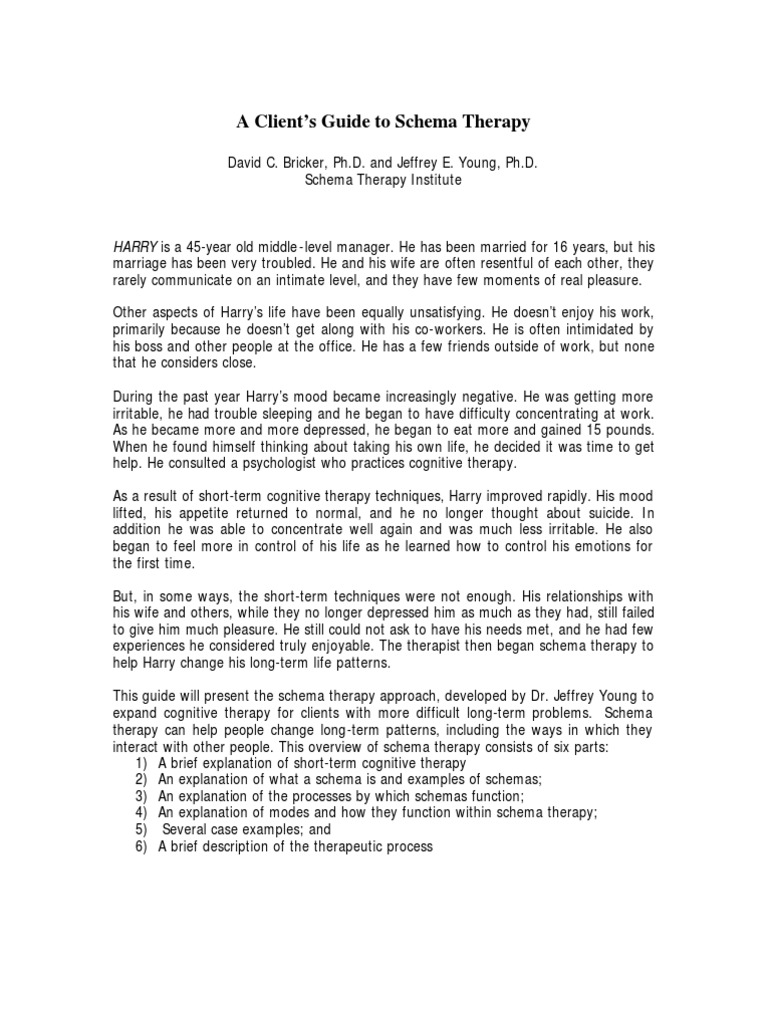 A Client's Guide To Schema Therapy | PDF | Schema (Psychology ...