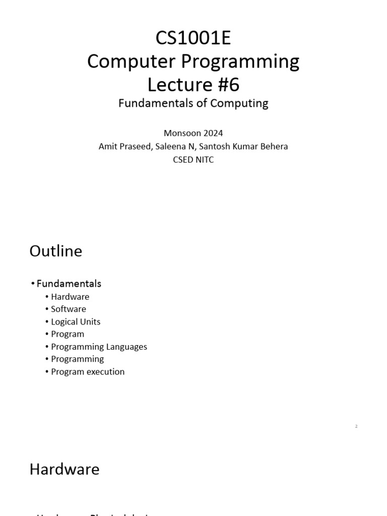 Lecture 6 Fundamentals Of Computing Pdf Computer Data Storage Computer Program