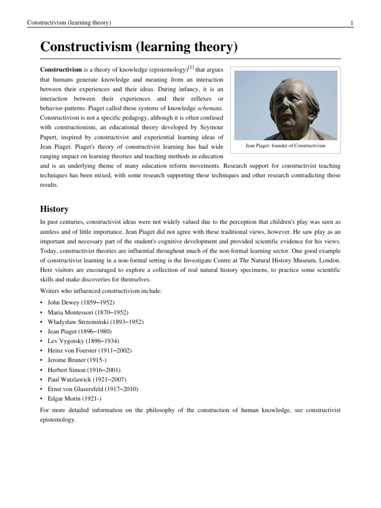 Constructivism (Learning Theory) : History | PDF | Constructivism ...