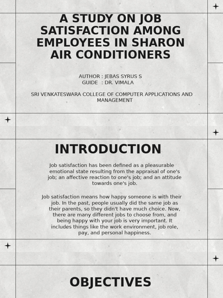 Job Satisfaction Study at Sharon AC | PDF | Job Satisfaction | Employment