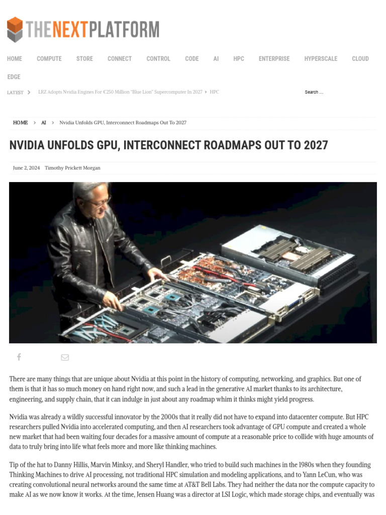 Nvidia Unfolds GPU, Interconnect Roadmaps Out To 2027 | PDF | Computer Engineering | Computing