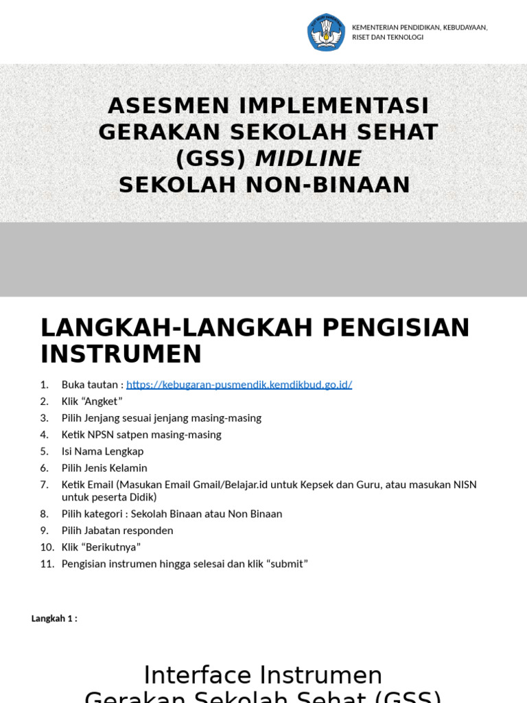 Panduan Pengisian Asesmen GSS | PDF