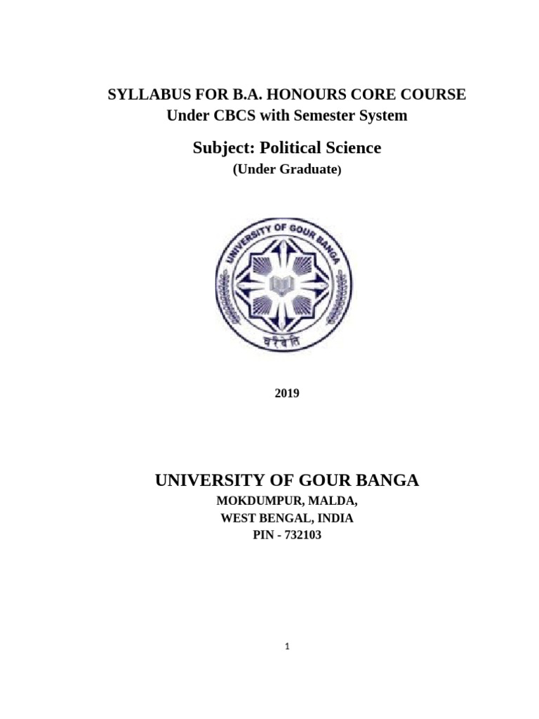 CBCS UG PLSH Honours Syllabus2019 | PDF | Egalitarianism | Political Science