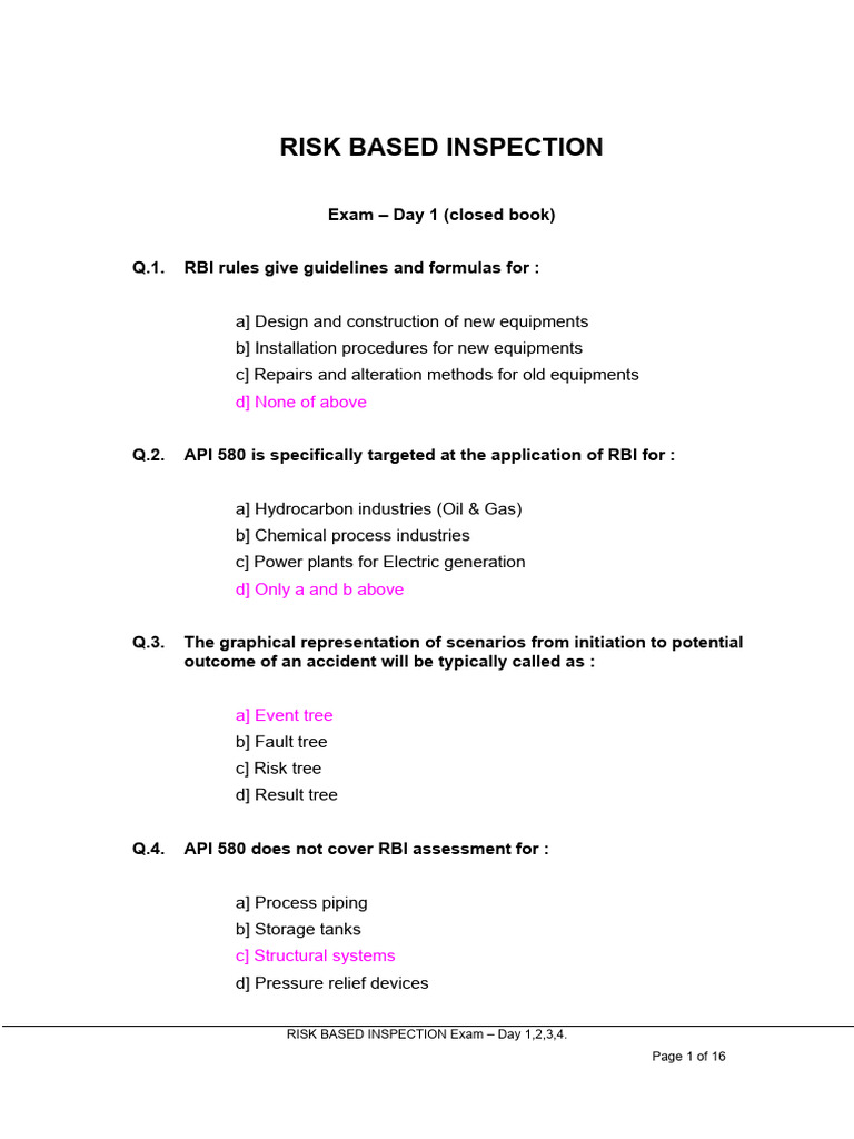 Risk Based Inspection Exam Overview | PDF | Risk | Corrosion