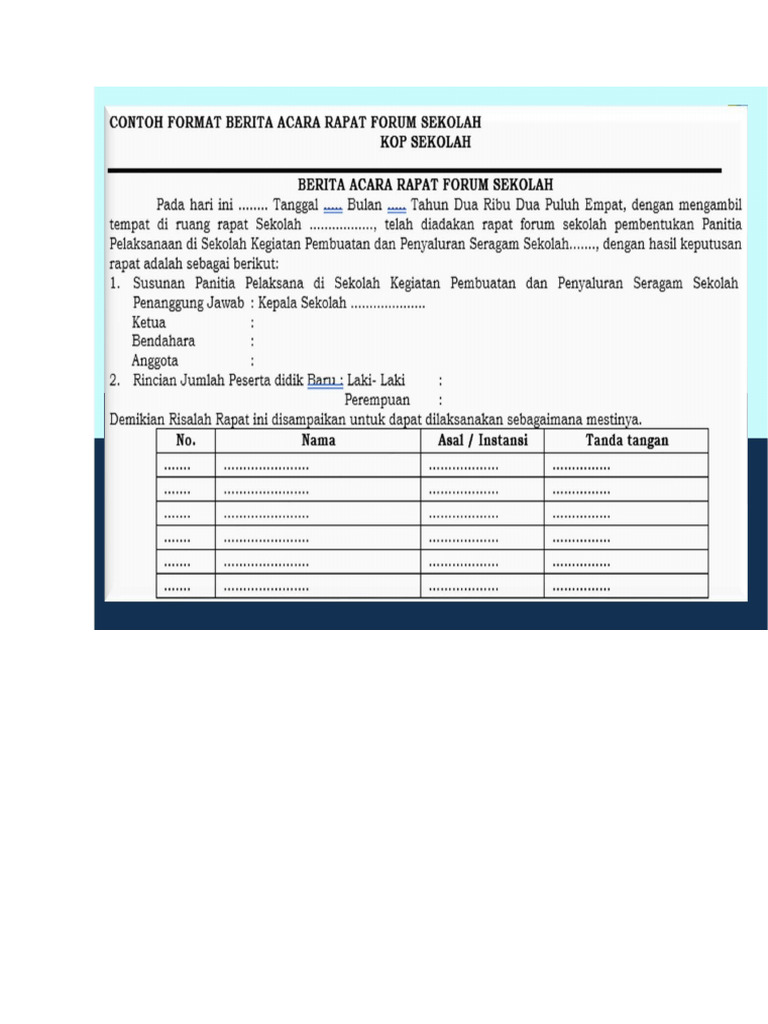Contoh Brita Acara Rapat Pembentukan P2S | PDF