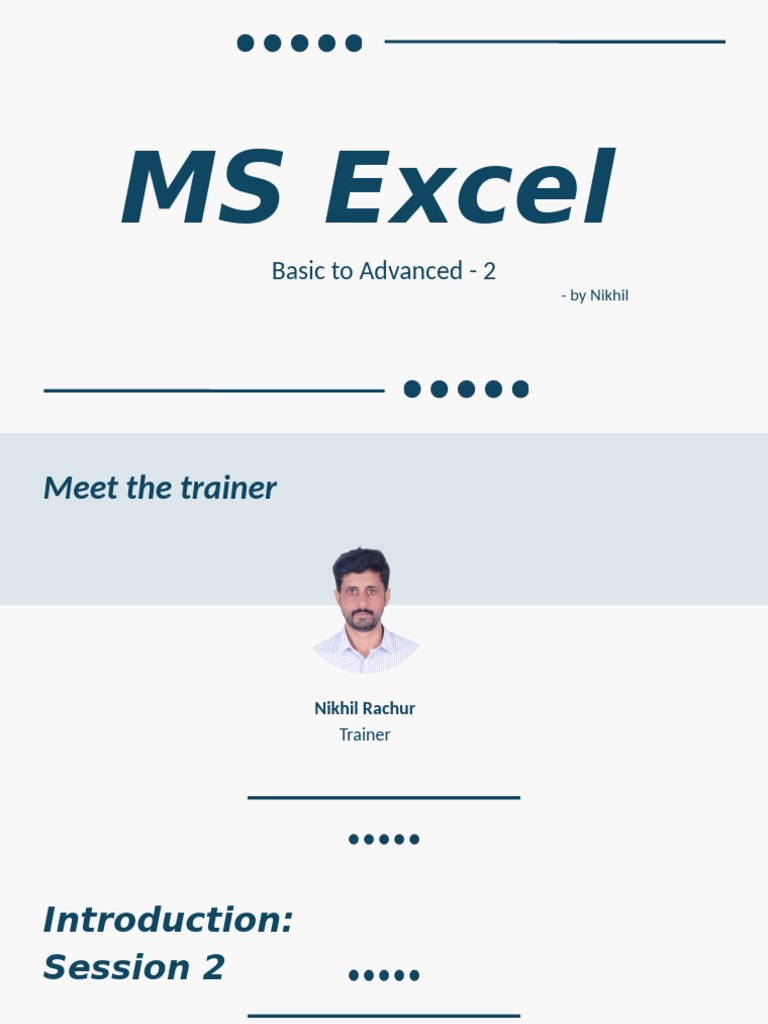 Basic To Advanced Excel Session 2 | PDF | Microsoft Excel | Data Analysis