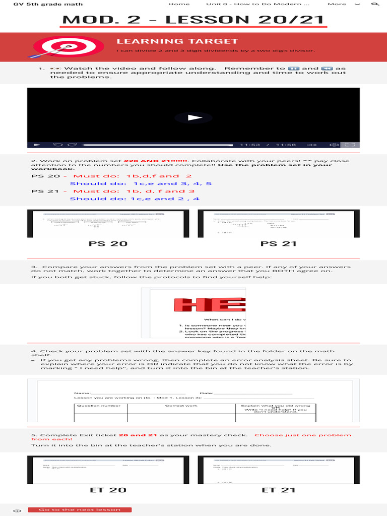 GV 5th Grade Math - Mod. 2 - Lesson 2021 | PDF | Division (Mathematics) | Mathematics