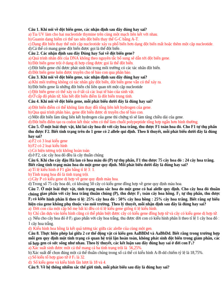 ĐS Sinh Học 1 | PDF