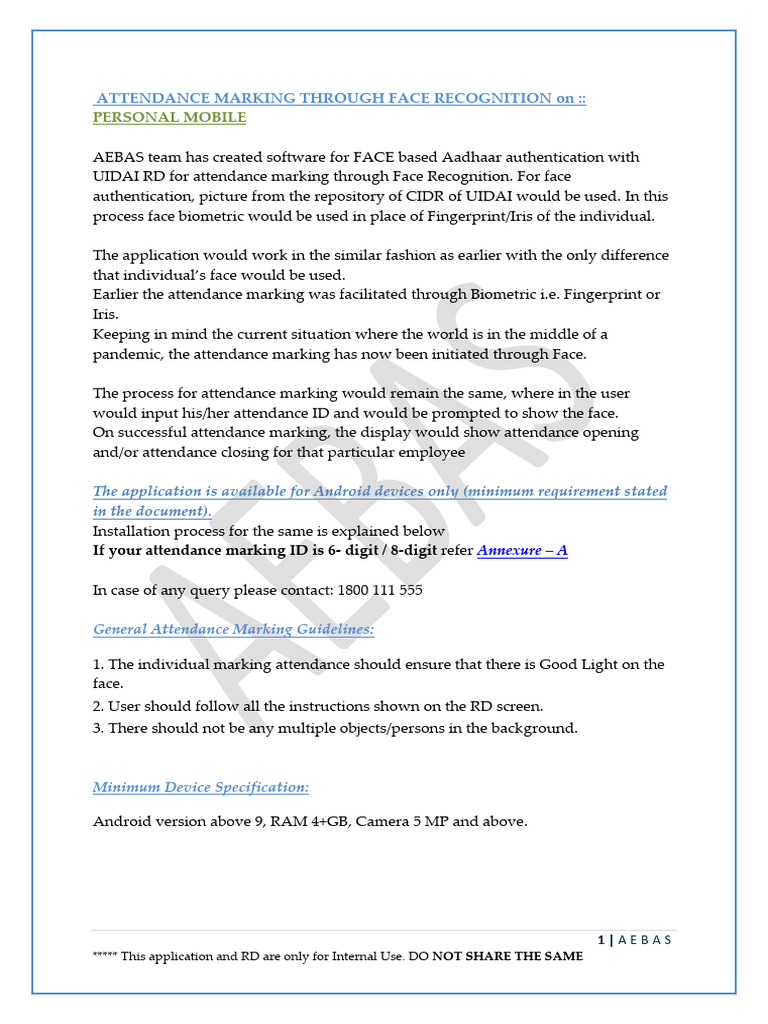 AEBAS FaceAuth InstallationGuide PersonalDevice | PDF | Mobile App ...
