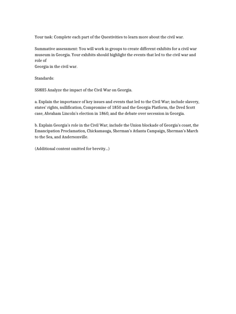 Civil War Questivities | PDF