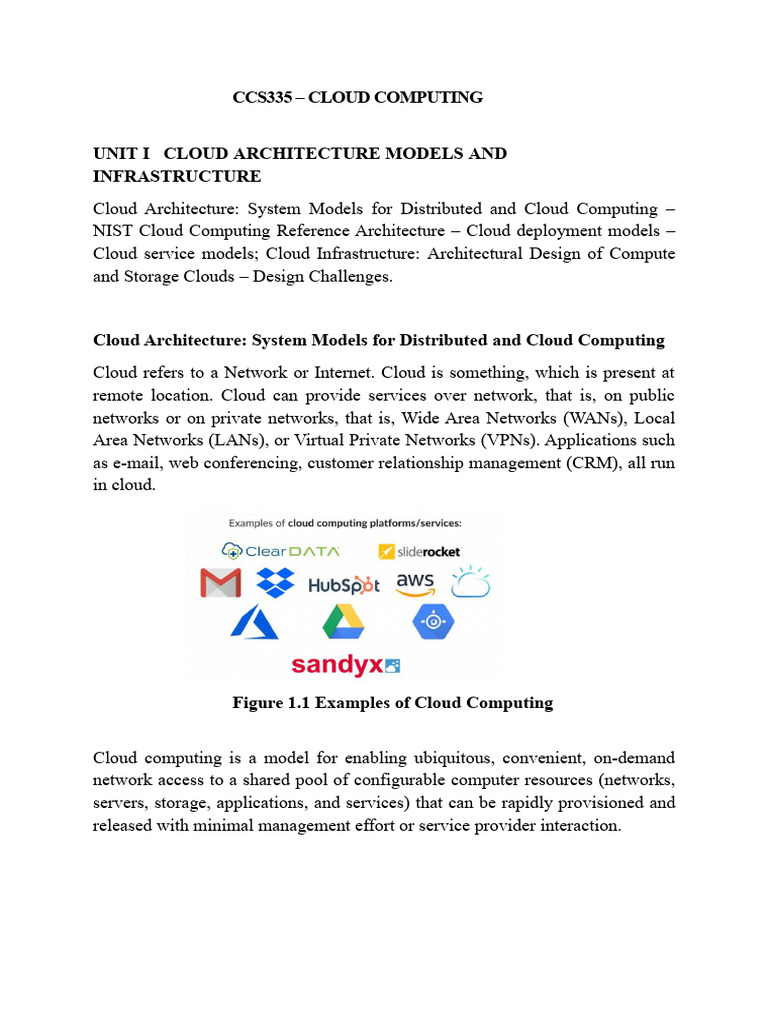 Unit-1 | PDF | Cloud Computing | Software As A Service