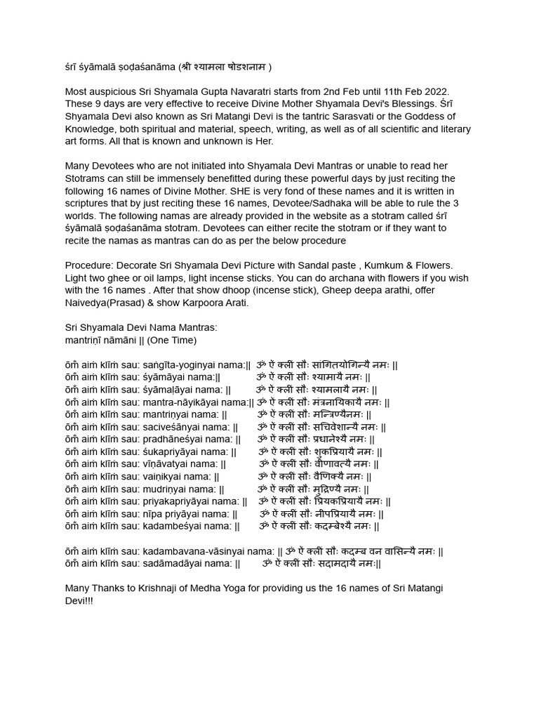 Shodasha Names | PDF | Gender And Hinduism | Indian Religions