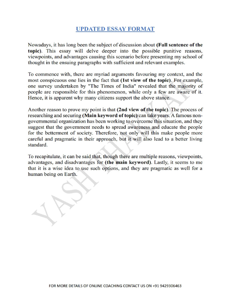Updated Essay Format | PDF